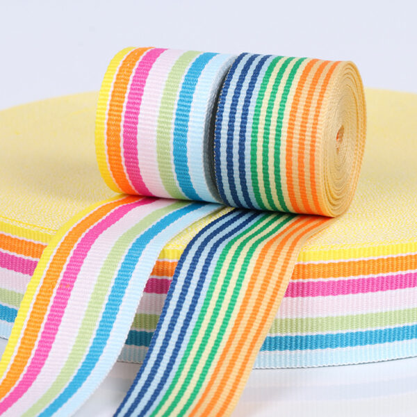 Seven-Color Rainbow Polyester Webbing – 300D Tight Plain Weave Stripe ...