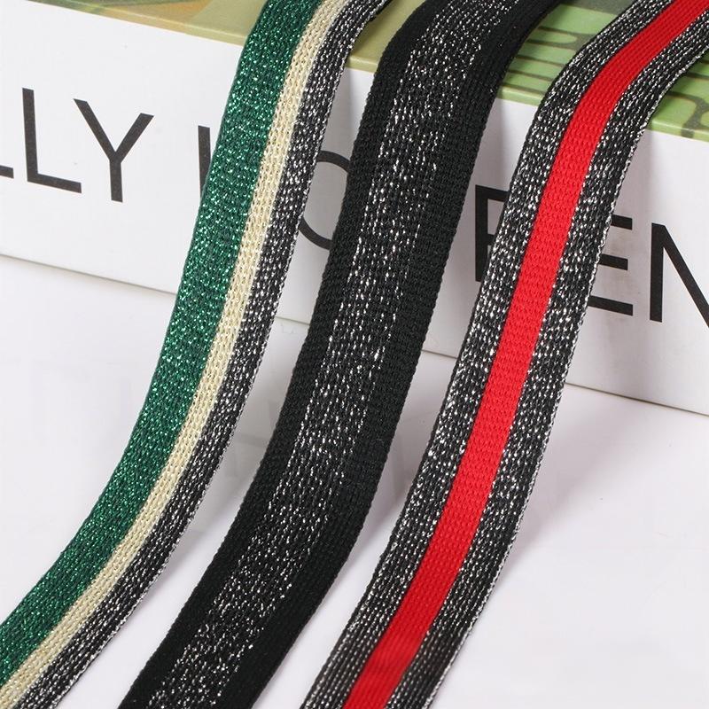 2.0cm Metallic Polyester Knitted Tape | Elastic Clothing Trim Wholesale