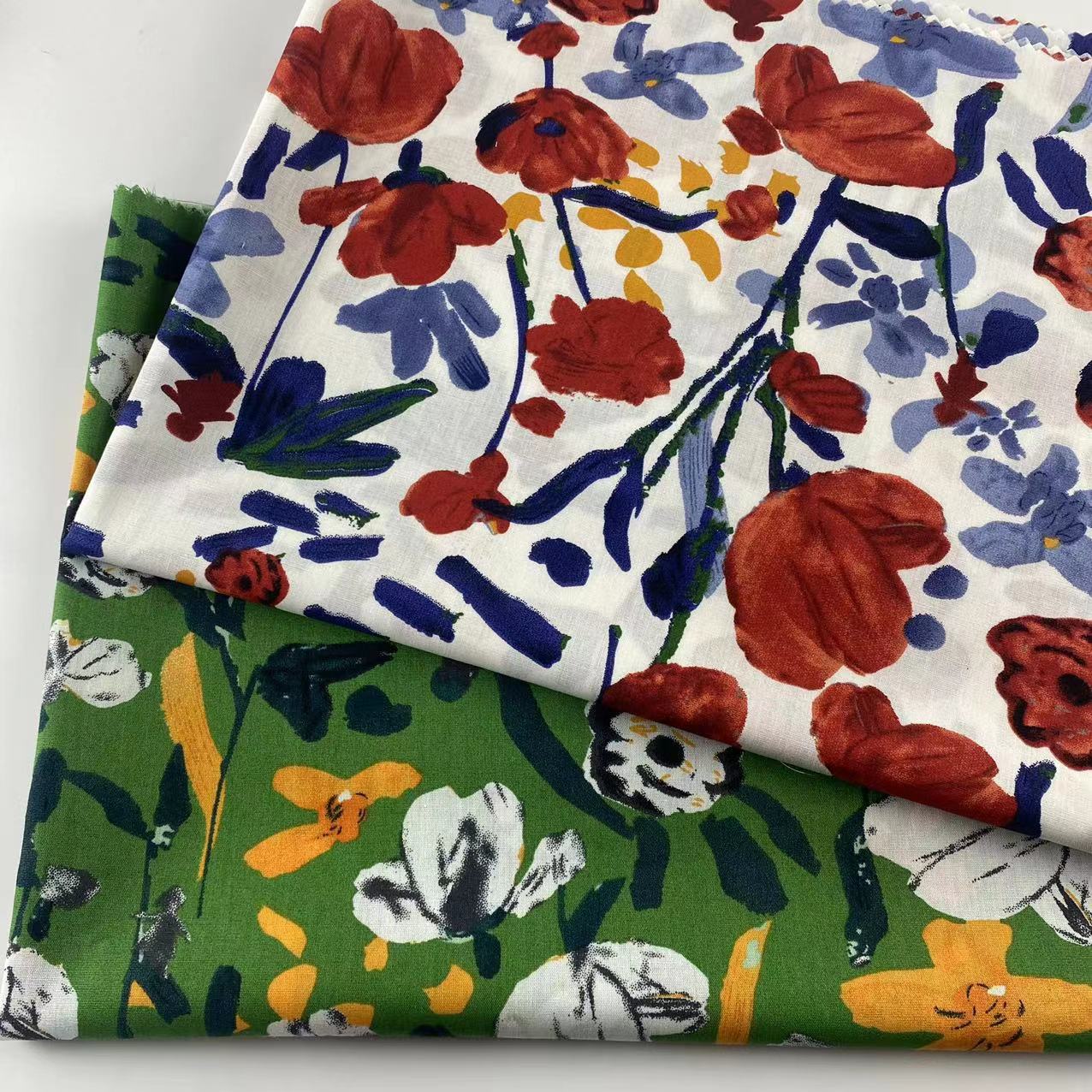Cotton Botanical Printed Fabric — Pastoral Dress Cloth