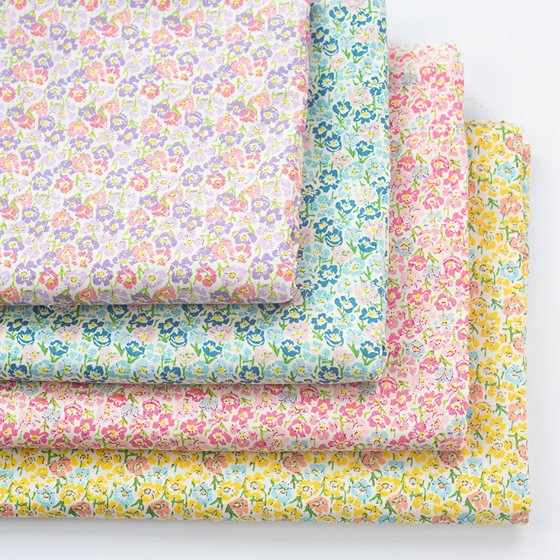 Light Floral Cotton Poplin Fabric for Summer Wear