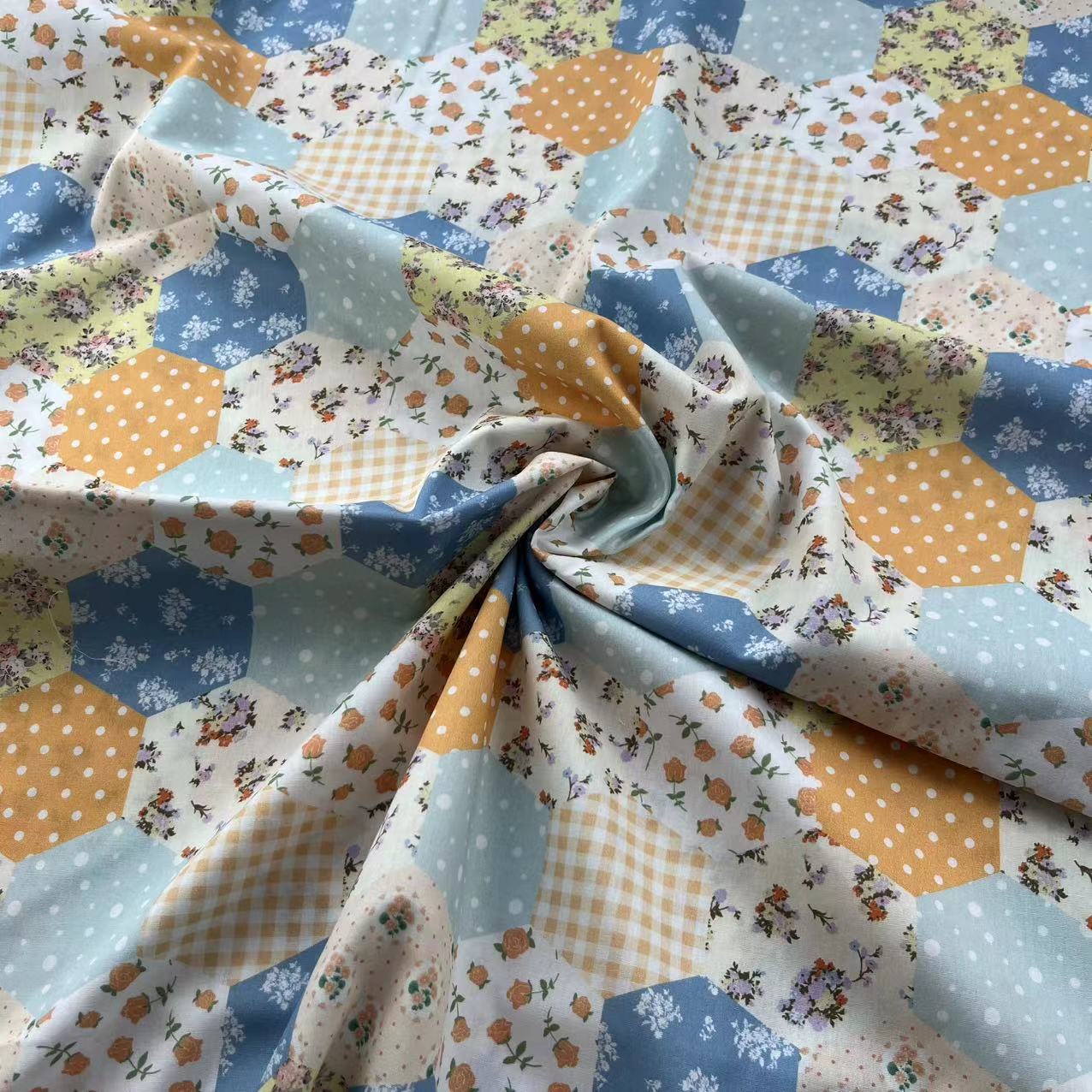 Digital Printed Cotton Fabric – Korean INS Patchwork Floral