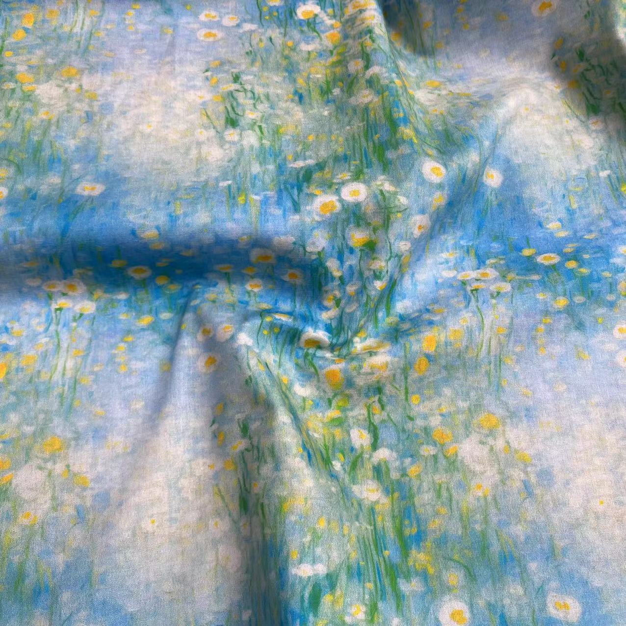 Combed Cotton Digital Printed Fabric — Oil Painting Floral