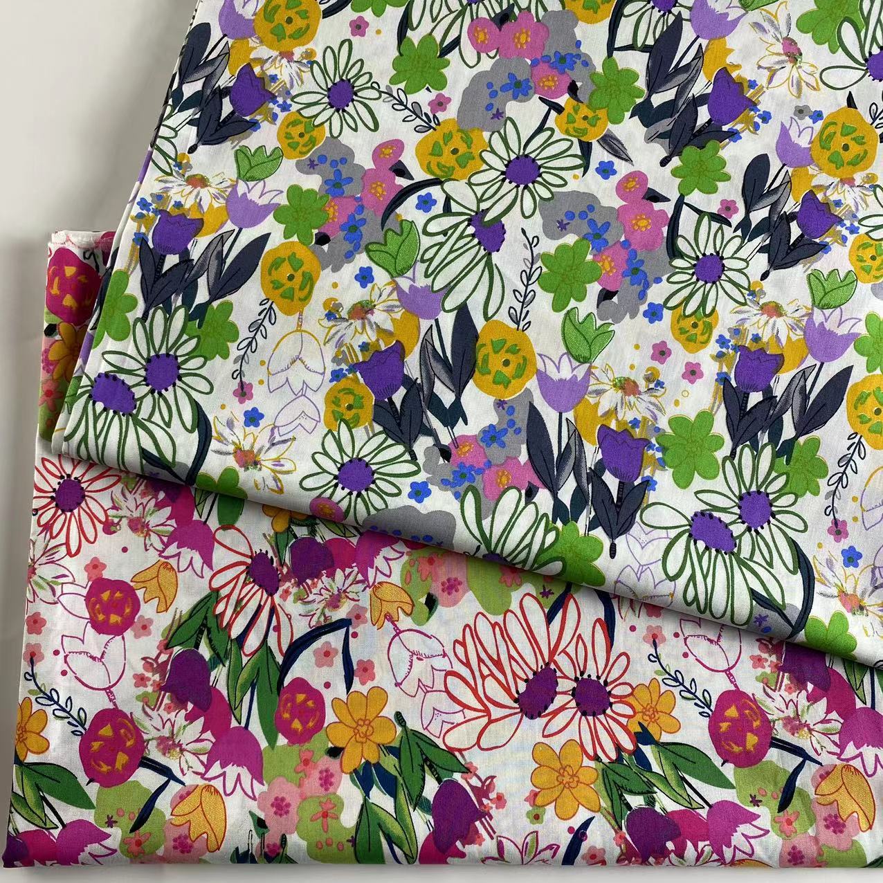 Spring Summer Floral Cotton Poplin Fabric | JXL-FB-0586