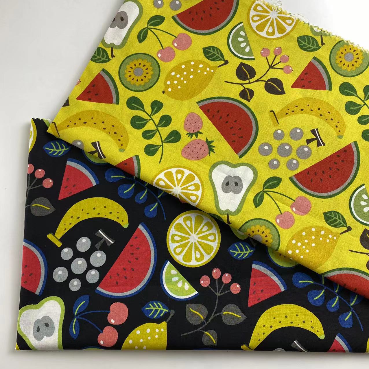 Cotton Poplin Fruit Floral Fabric | Printed Summer Cloth
