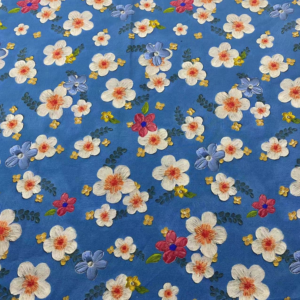 Cotton Digital Printed 3D Oil Painting Pastoral Fabric