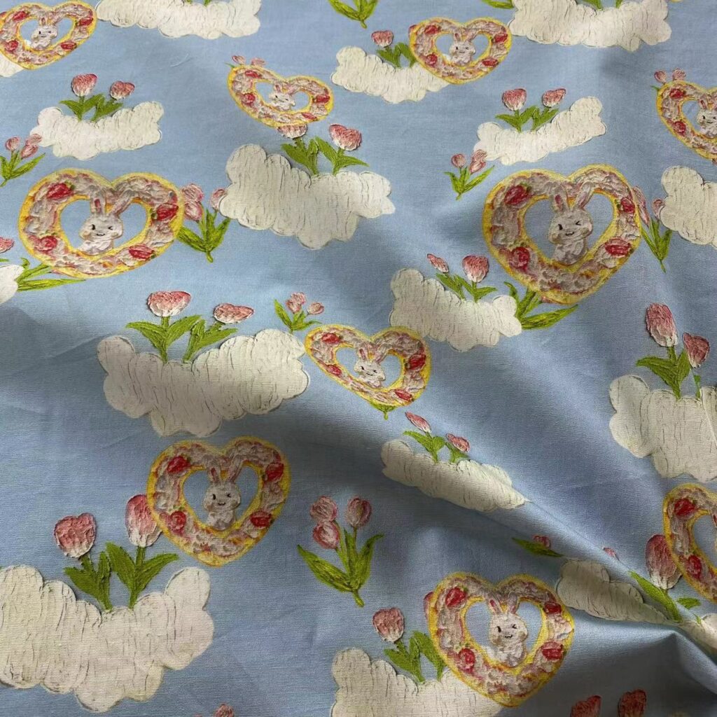 Cotton Digital Printed 3D Oil Painting Cloud Fabric